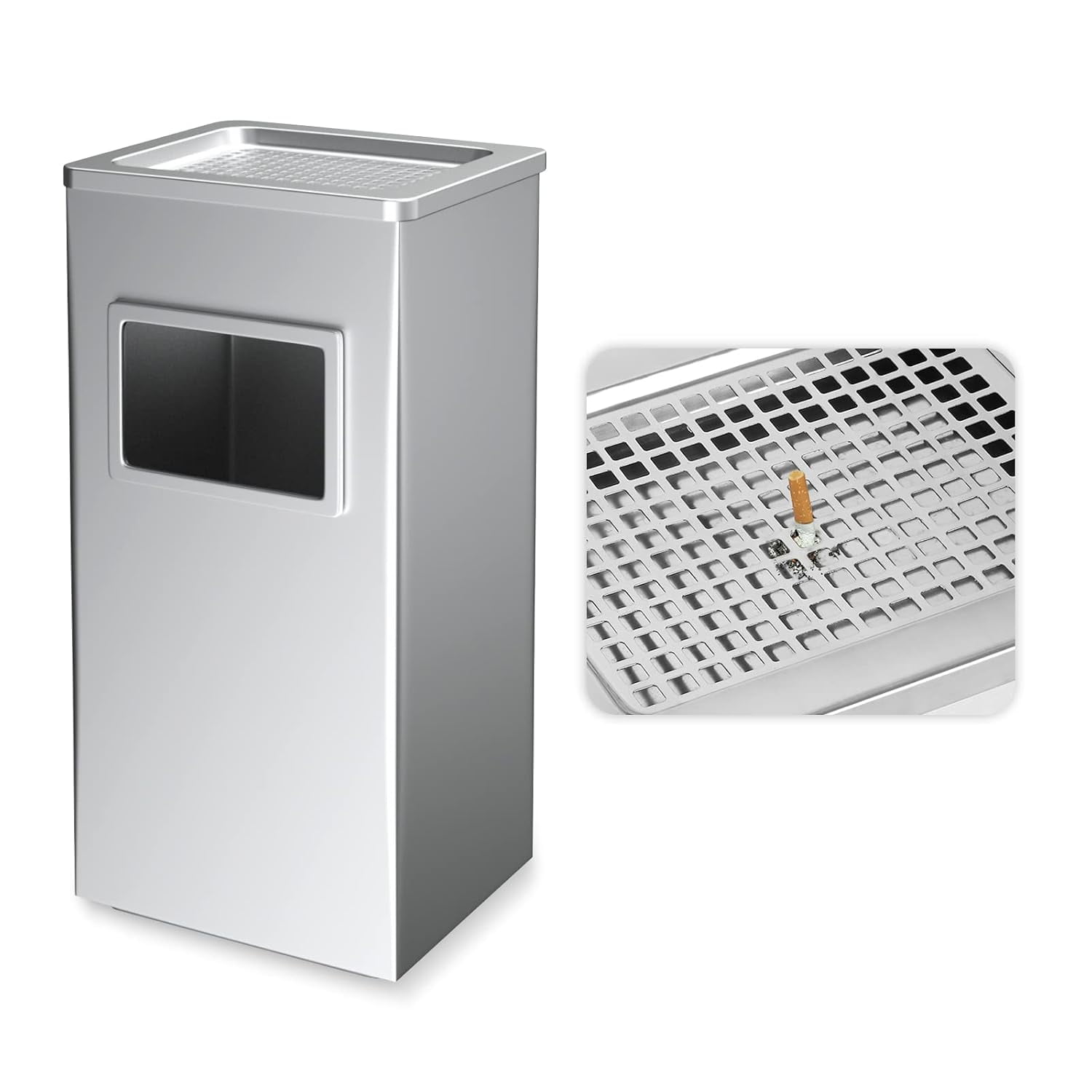 Outdoor Stainless Steel Trash Can with Lid， Commercial Garbage Bin ...
