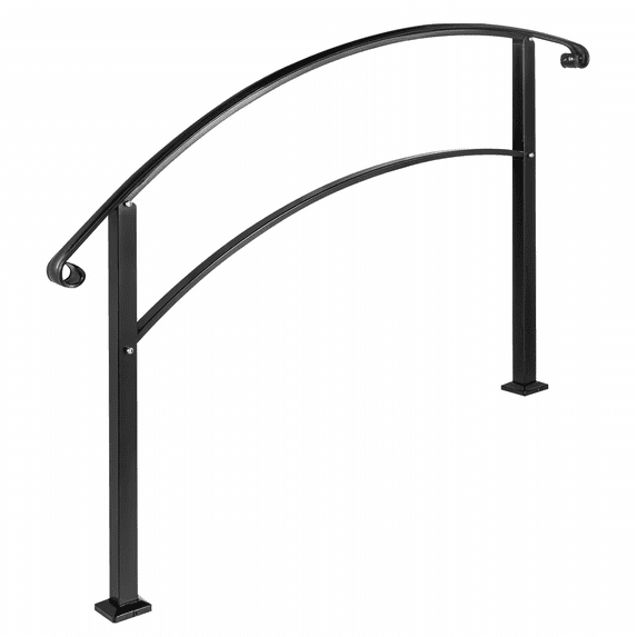 Outdoor Stair Handrails for 5 Steps, Black Wrought Iron Railing for ...