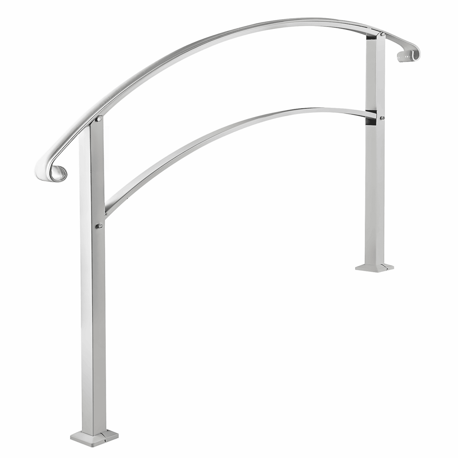 Outdoor Stair Railing for 4 Steps, White Wrought Iron Handrail for ...