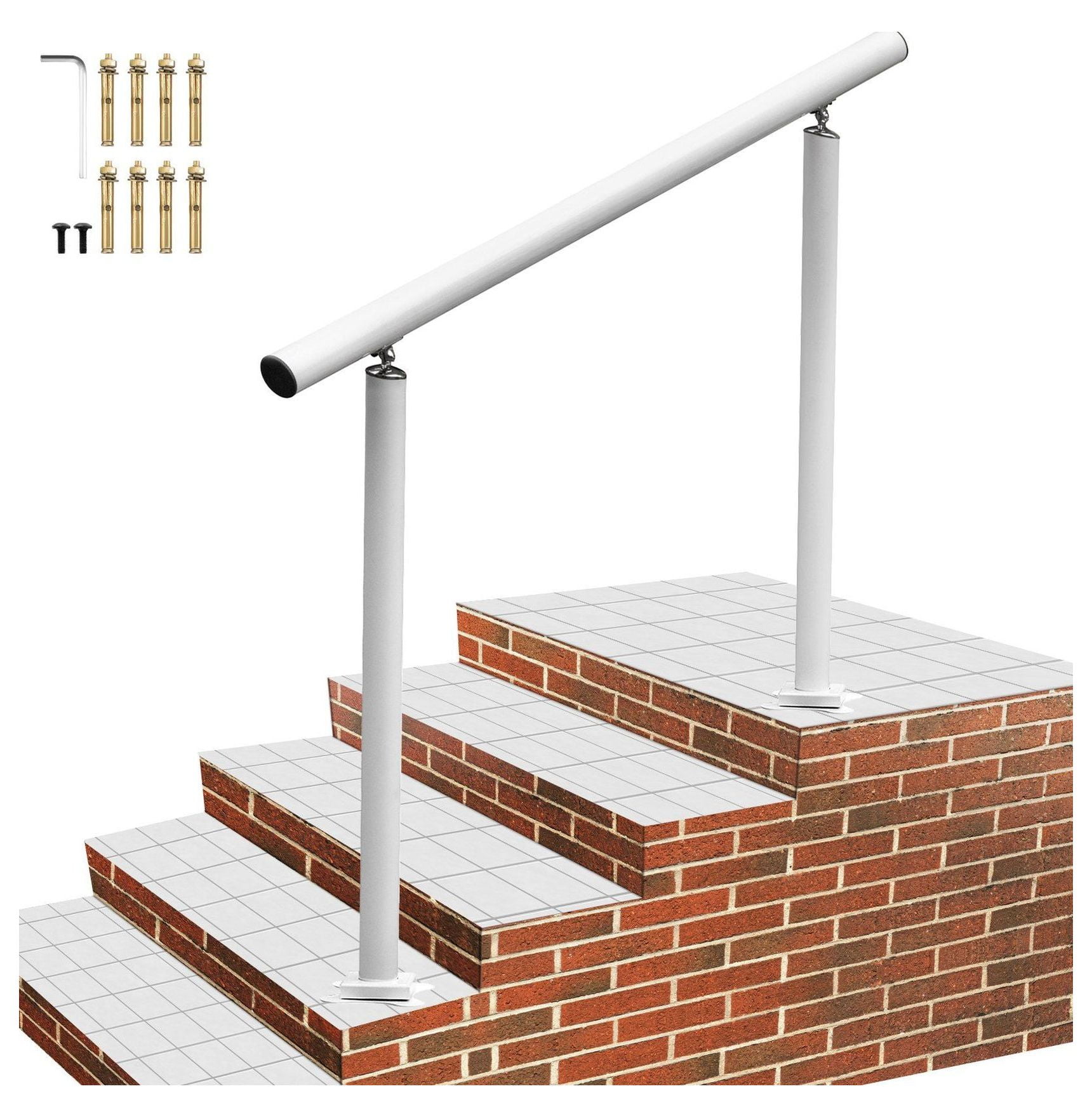 Outdoor Stair Railing Kit, 4 FT Handrails 1-4 Steps, Adjustable Angle ...