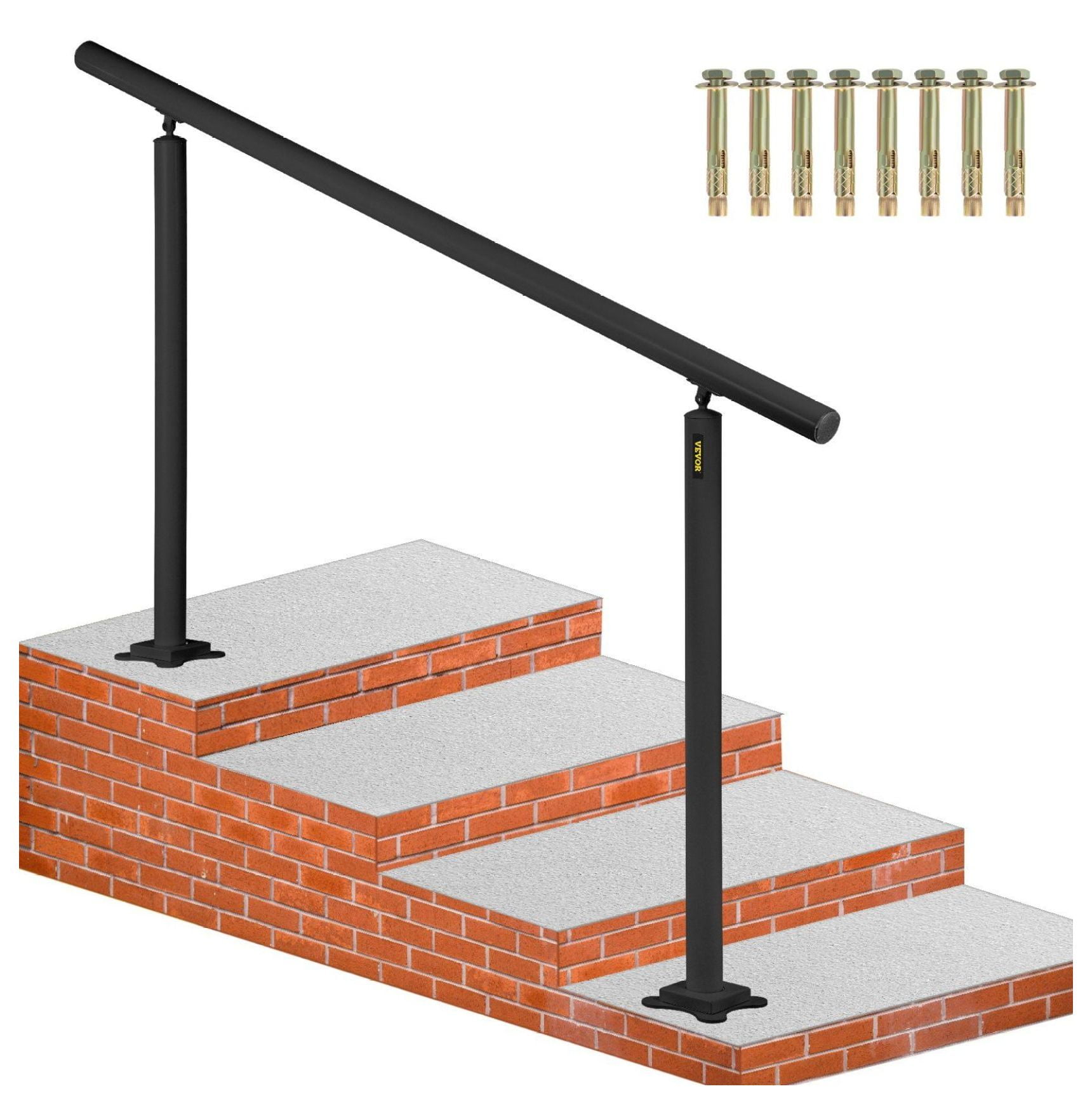 Outdoor Stair Railing Kit, 5 FT Handrails 0-5 Steps, Adjustable Angle ...