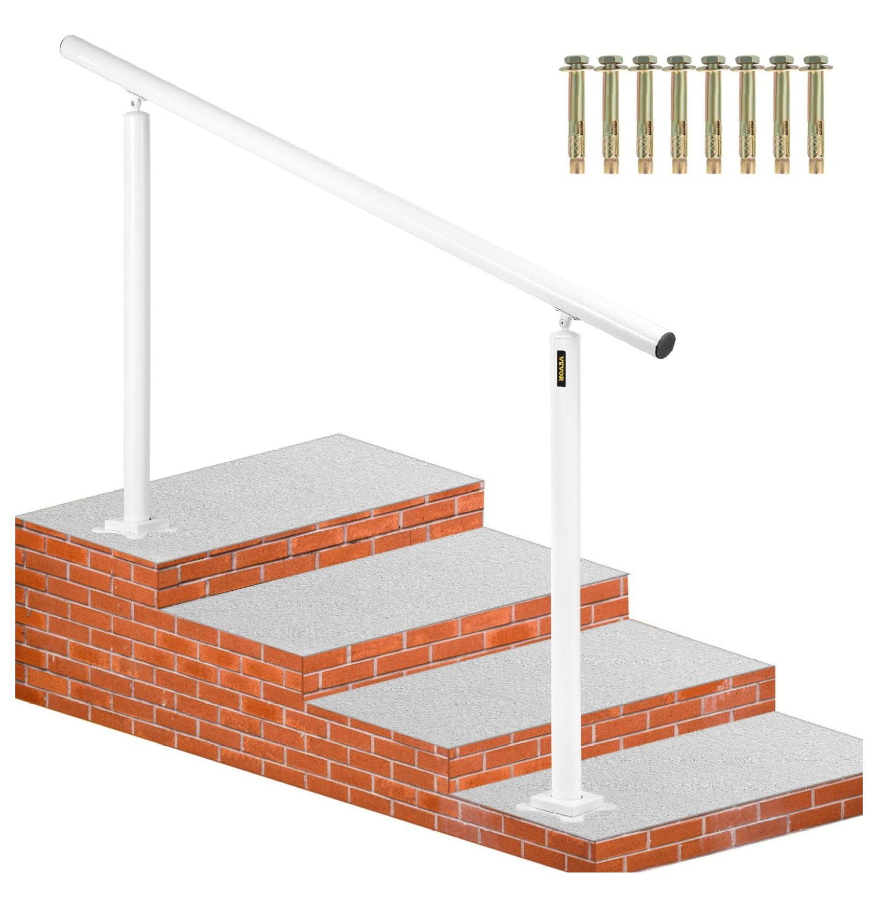 Outdoor Stair Railing Kit, 5 FT Handrails 0-5 Steps, Adjustable Angle ...