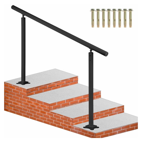 Outdoor Stair Railing Kit 5 FT, Handrails for 0-5 Steps, Adjustable ...