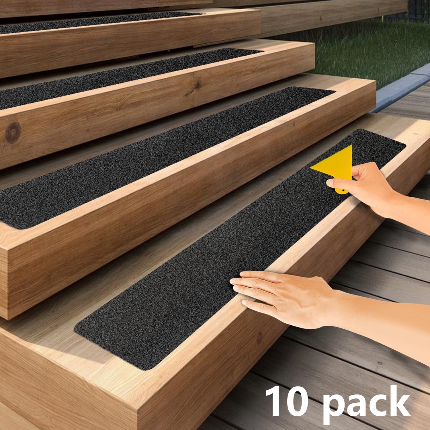 Outdoor Stair Treads Non-Slip Weather Resistant,4" x 24" 10 Pack, Pre ...