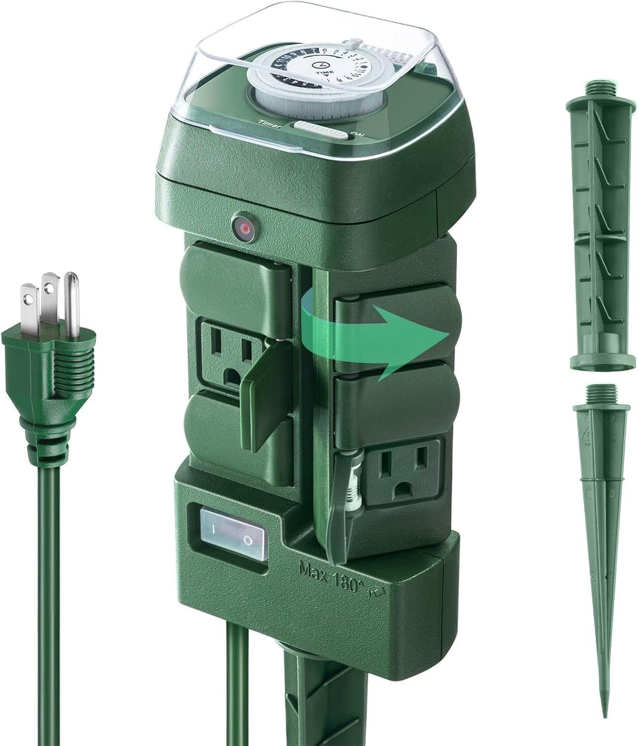 Outdoor Stake Timer Waterproof, 24 Hour Mechanical Power Strip Timer ...