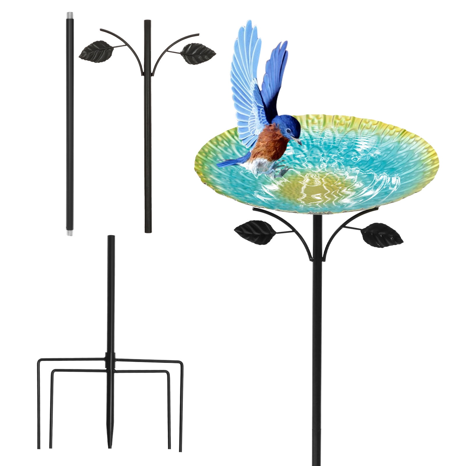 Outdoor Standing Bird Bath 32.7 Inch Height Garden Bird Bath Feeder ...