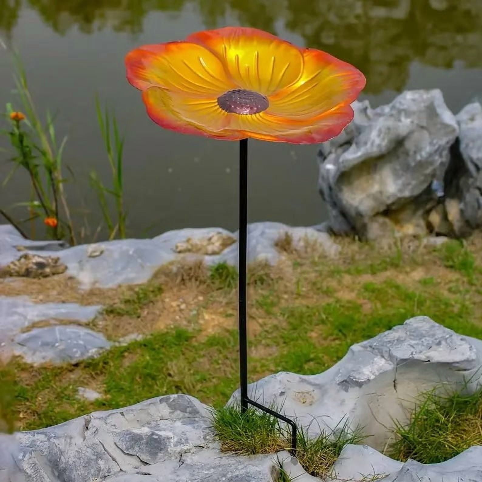 Outdoor Standing Bird Bath,Colorful Flower Shaped Bird Feeder,Sturdy ...