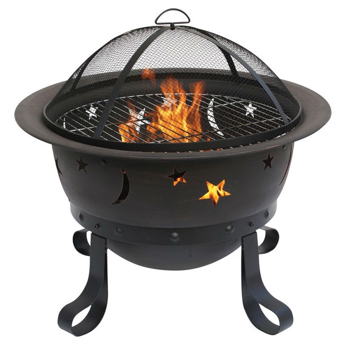 Outdoor Star Moon Steel Wood Burning Fire Pit in Bronze Finish ...