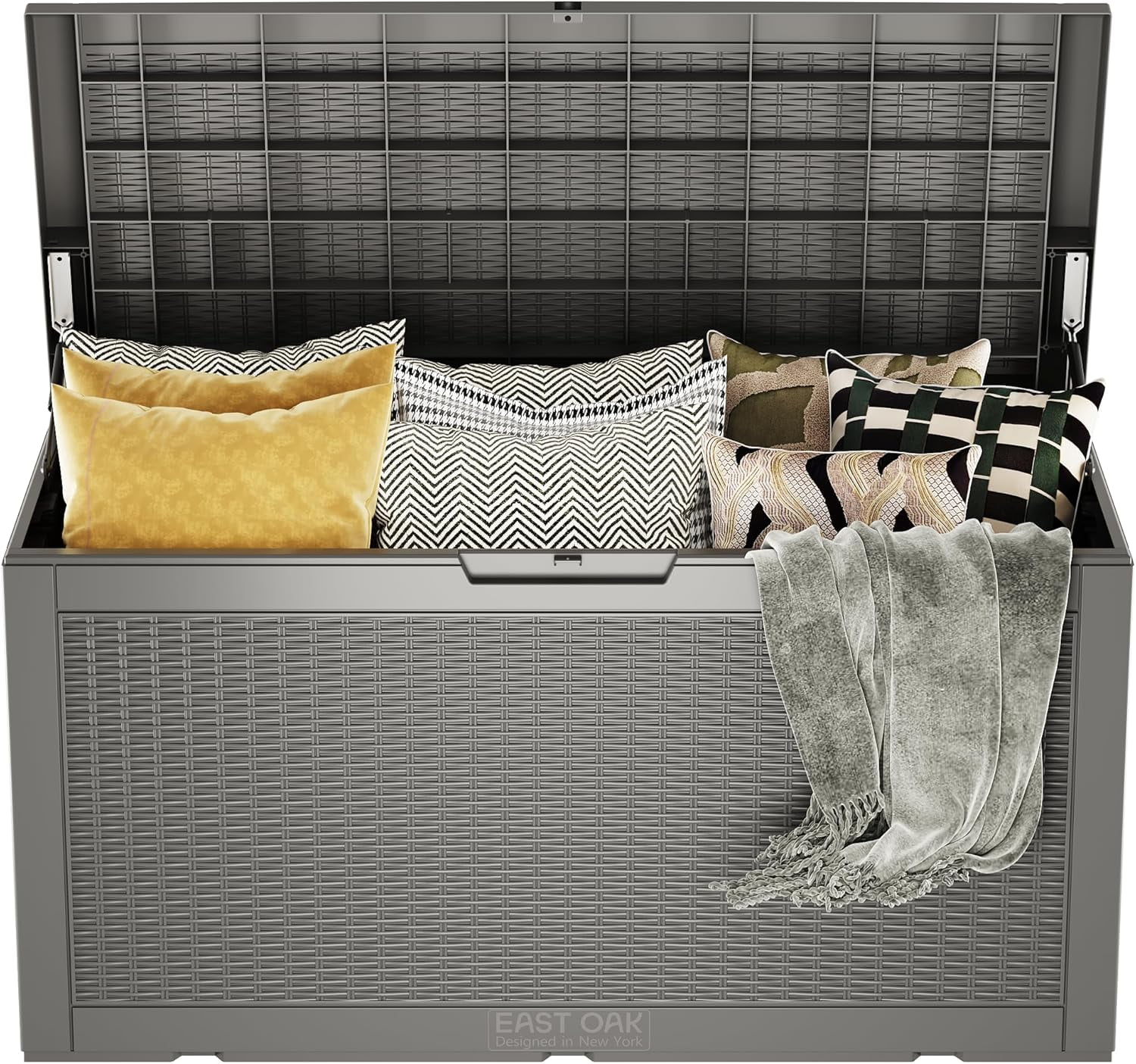 Outdoor Storage Box, 100 Gallon Deck Box, Waterproof Resin Storage ...