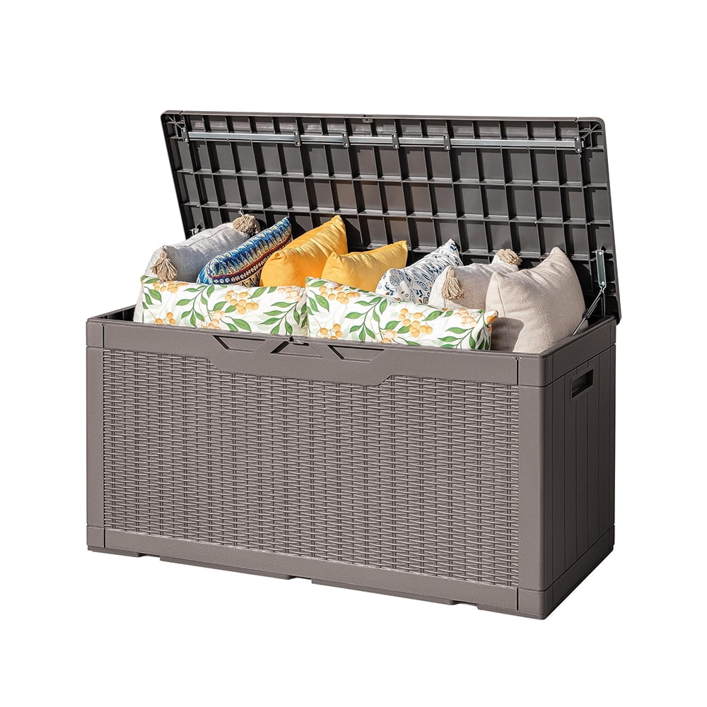 Outdoor Storage Box 100 Gallon Resin Deck Box with Air Rod Indoor ...