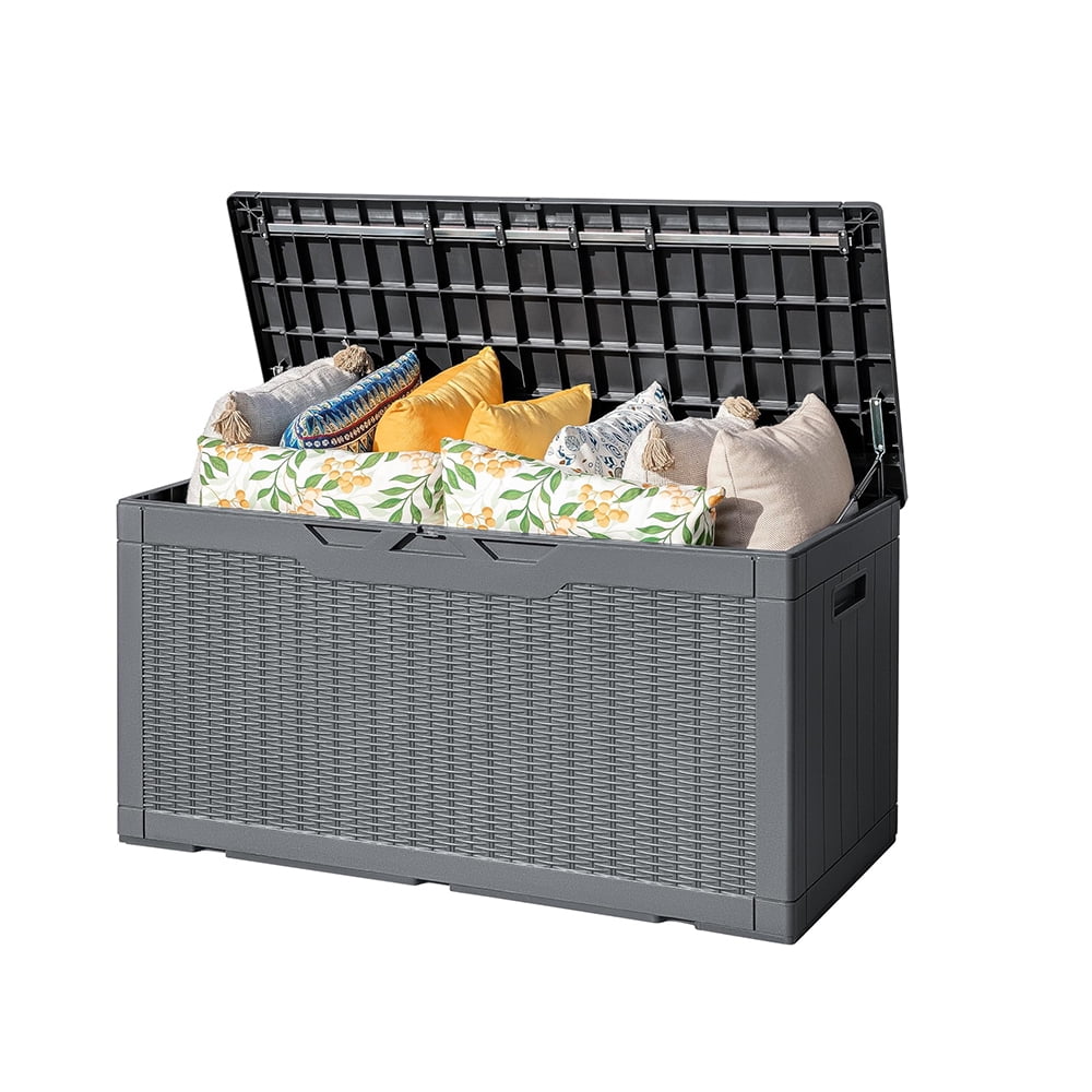 Outdoor Storage Box 100 Gallon Resin Deck Box with Air Rod Indoor ...