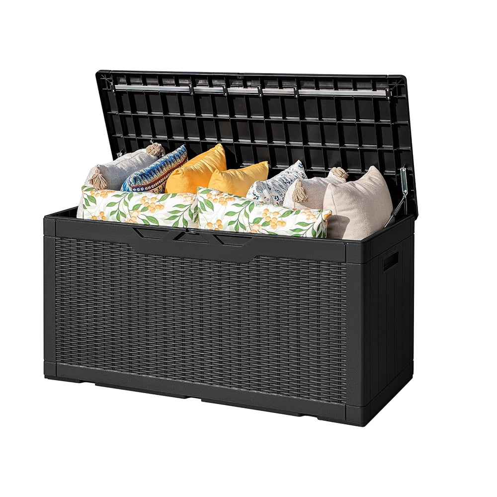 Outdoor Storage Box 100 Gallon Resin Deck Box with Air Rod Indoor ...