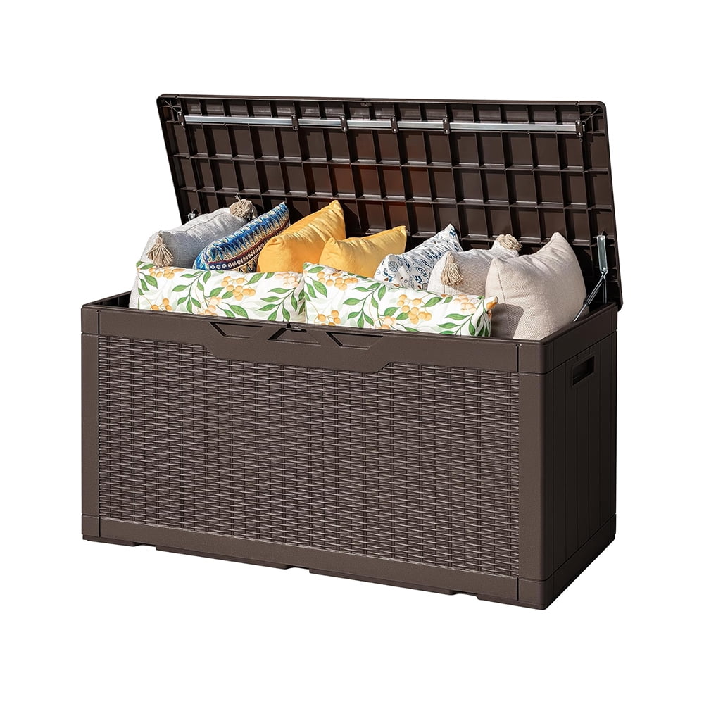 Outdoor Storage Box 100 Gallon Resin Deck Box with Air Rod Indoor ...