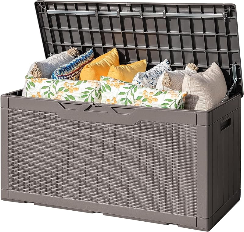 Outdoor Storage Box 100 Gallon Waterproof Resin Deck Box Delivery Box ...