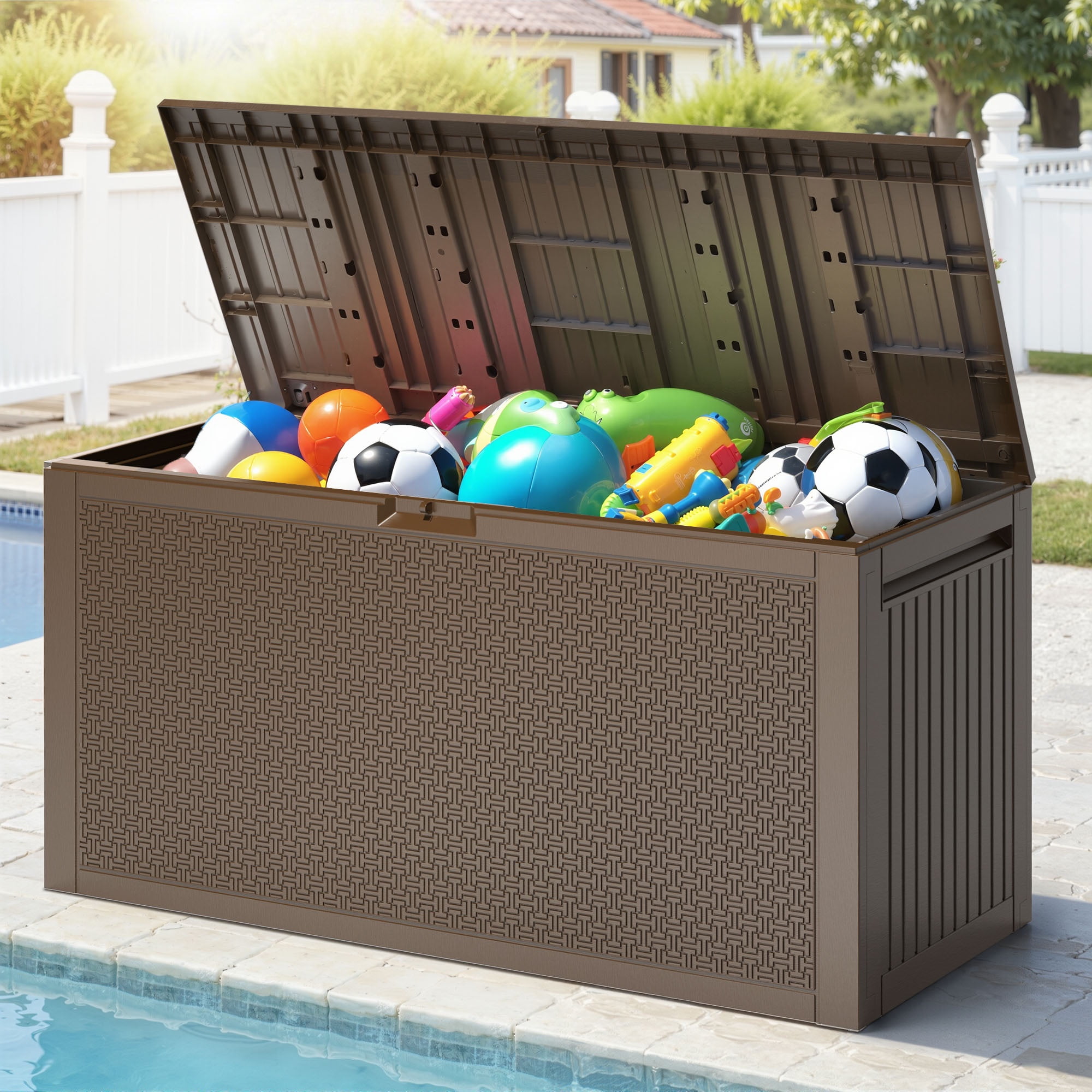 Seizeen 120 Gallon Waterproof Deck Box, Outdoor Storage for Cushion ...