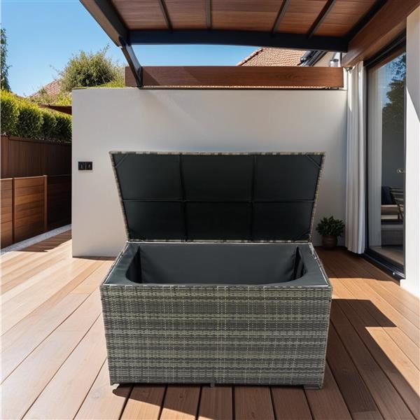 Outdoor Storage Box, 200 Gallon Wicker Patio Deck Boxes with Lid ...