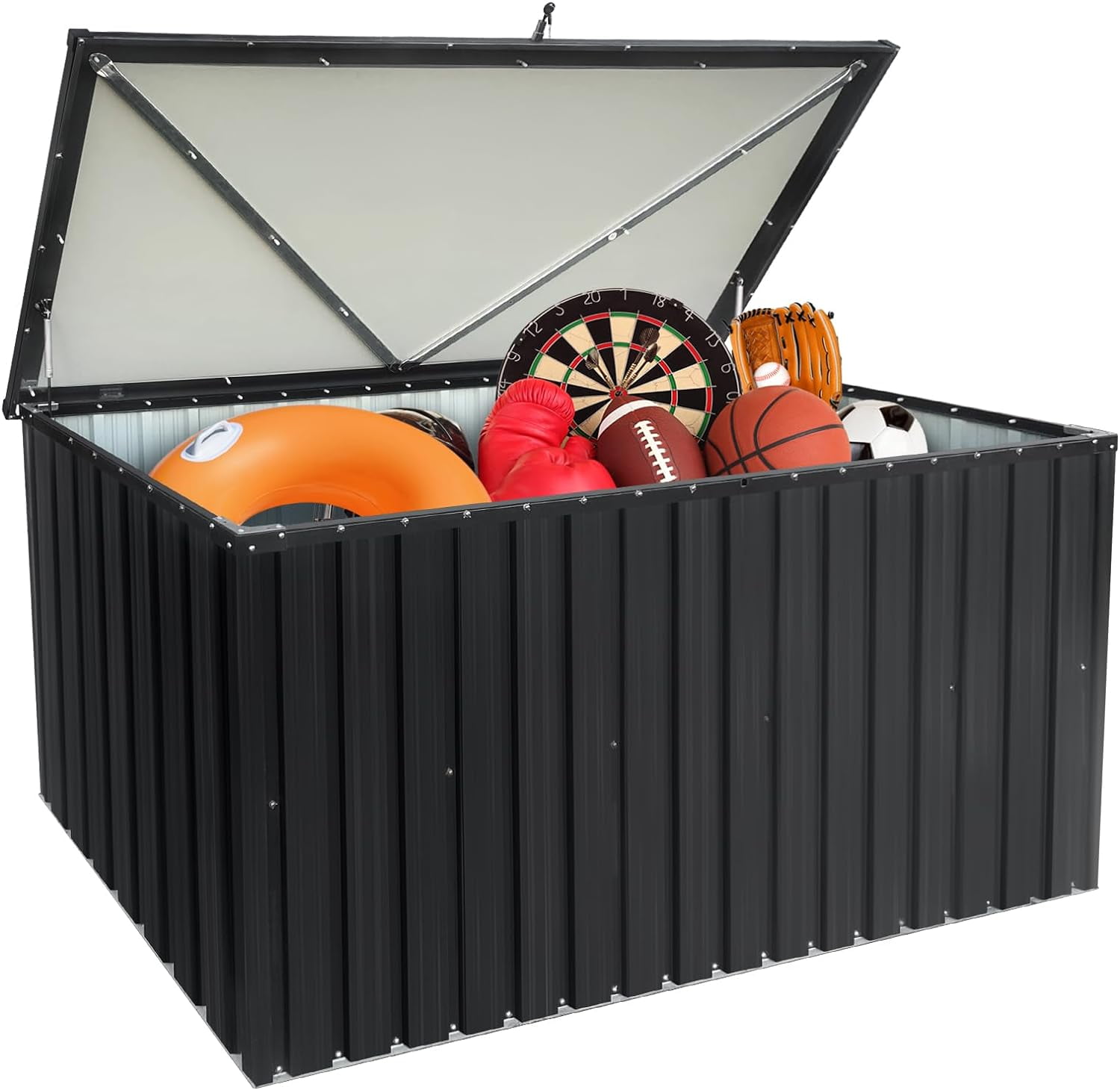 Outdoor Storage Box, 344 Gallon Metal Deck Boxes Outdoor Waterproof for ...