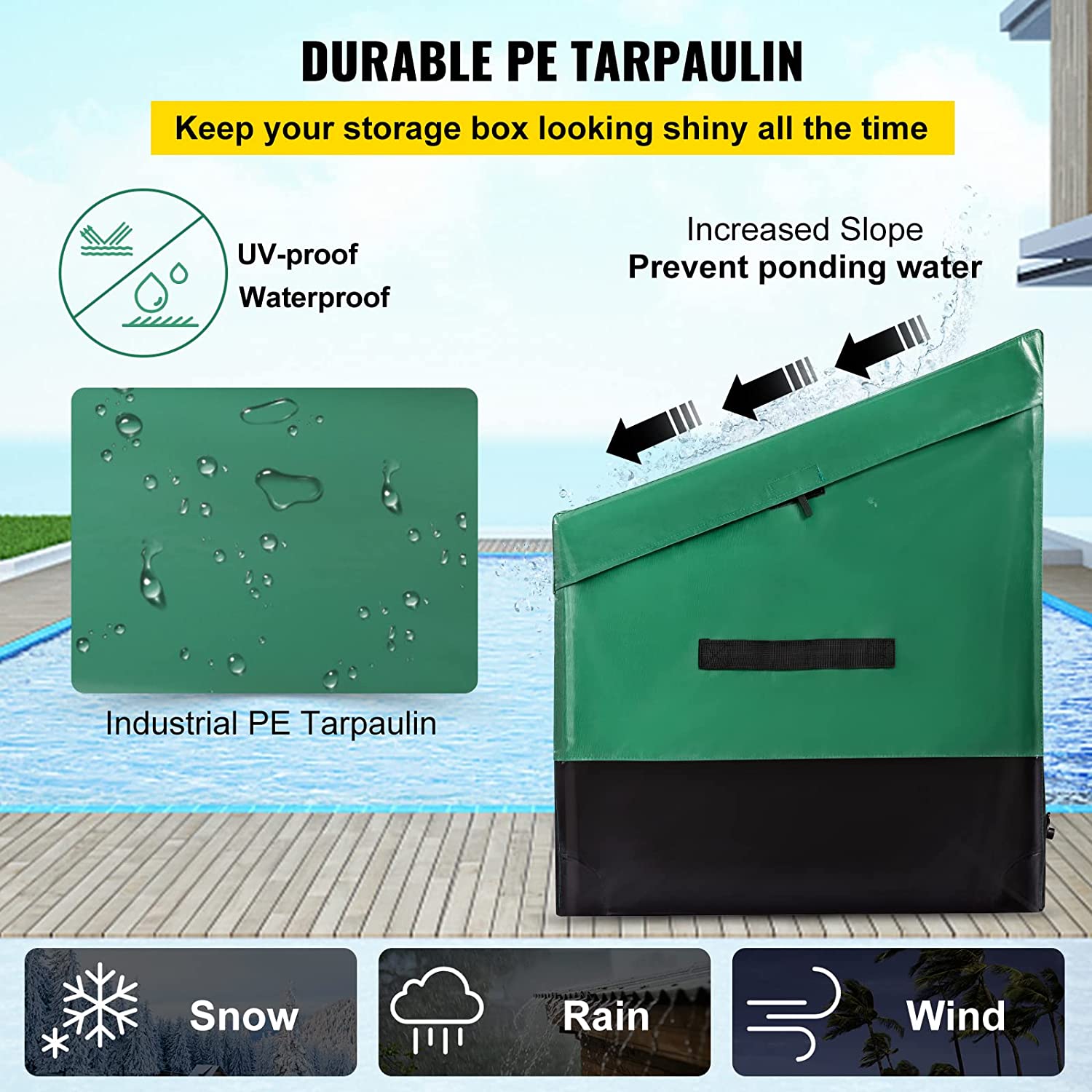 Outdoor Storage Box, Gallon Waterproof PE Tarpaulin Deck Box w ...