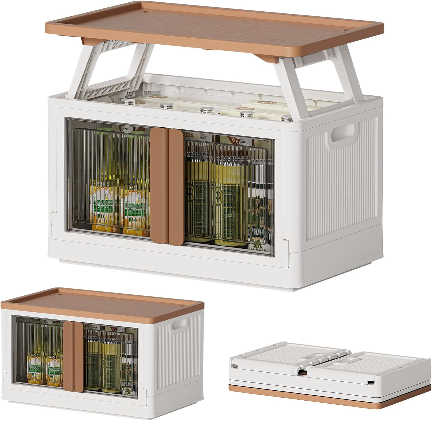 Outdoor Storage Box with Table Function, 100Qt Collapsible Trunk ...