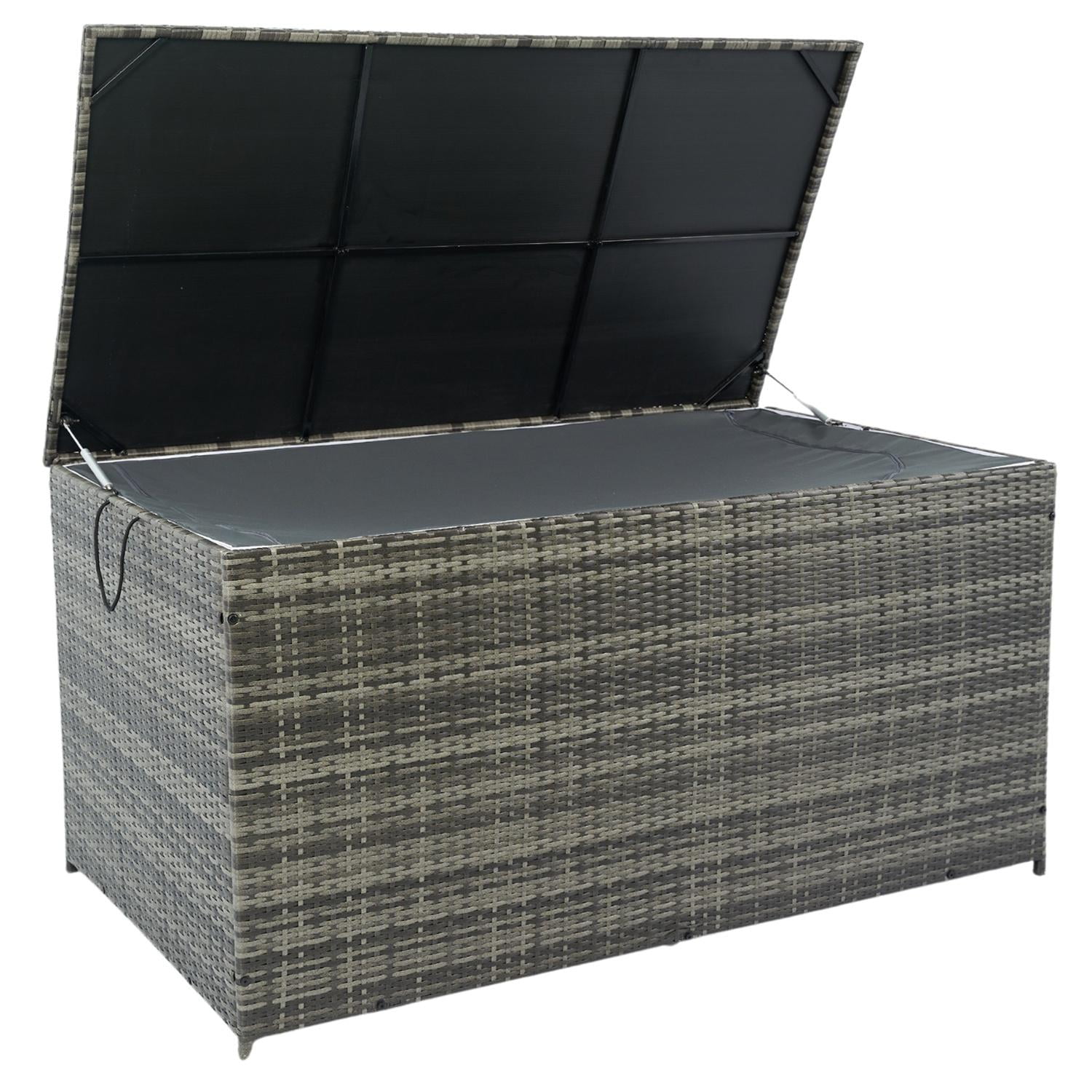 Outdoor Storage Box Waterproof, Wicker Deck Box & Cushion Storage ...