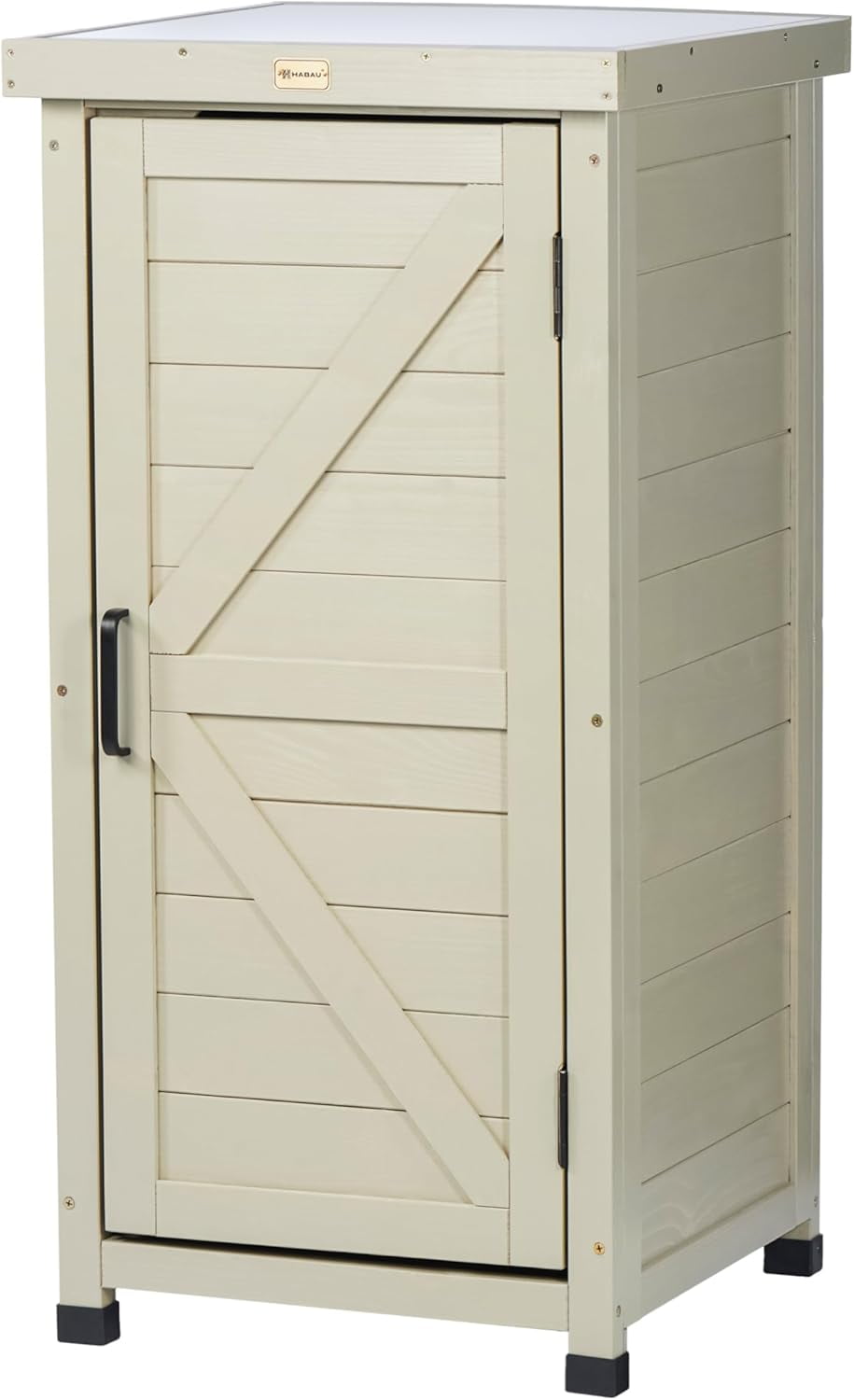 Outdoor Storage Cabinet, Potting Table with Metal Tabletop & Shelves ...