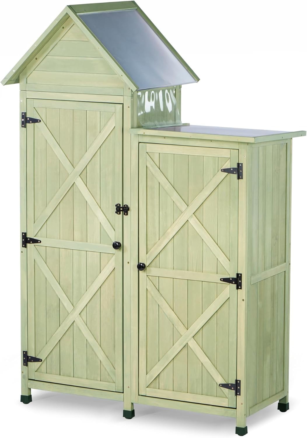 Outdoor Storage Cabinet - Waterproof Metal Roof & Wooden Vertical ...