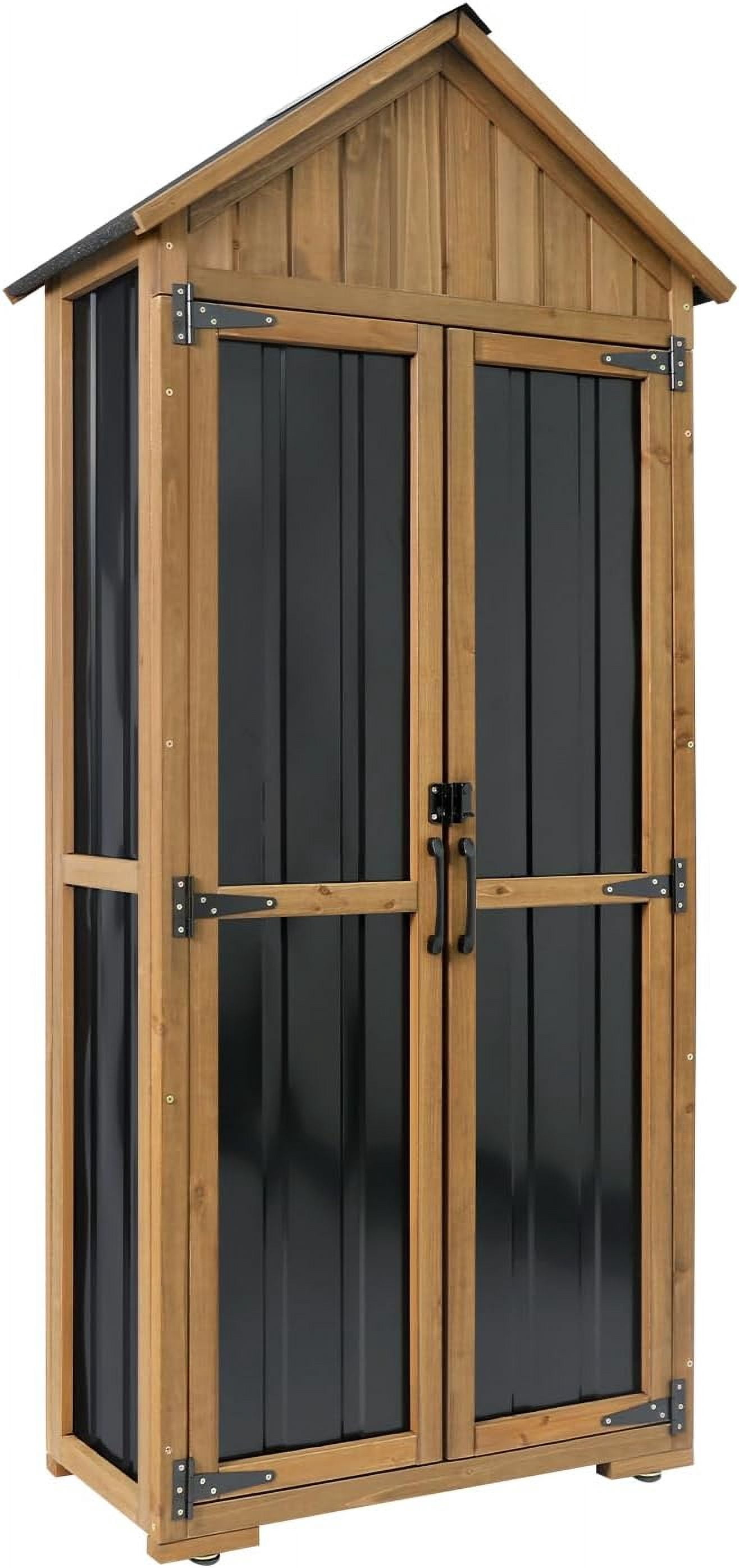 Outdoor Storage Cabinet – Weatherproof Wood & Metal Storage Shed with ...