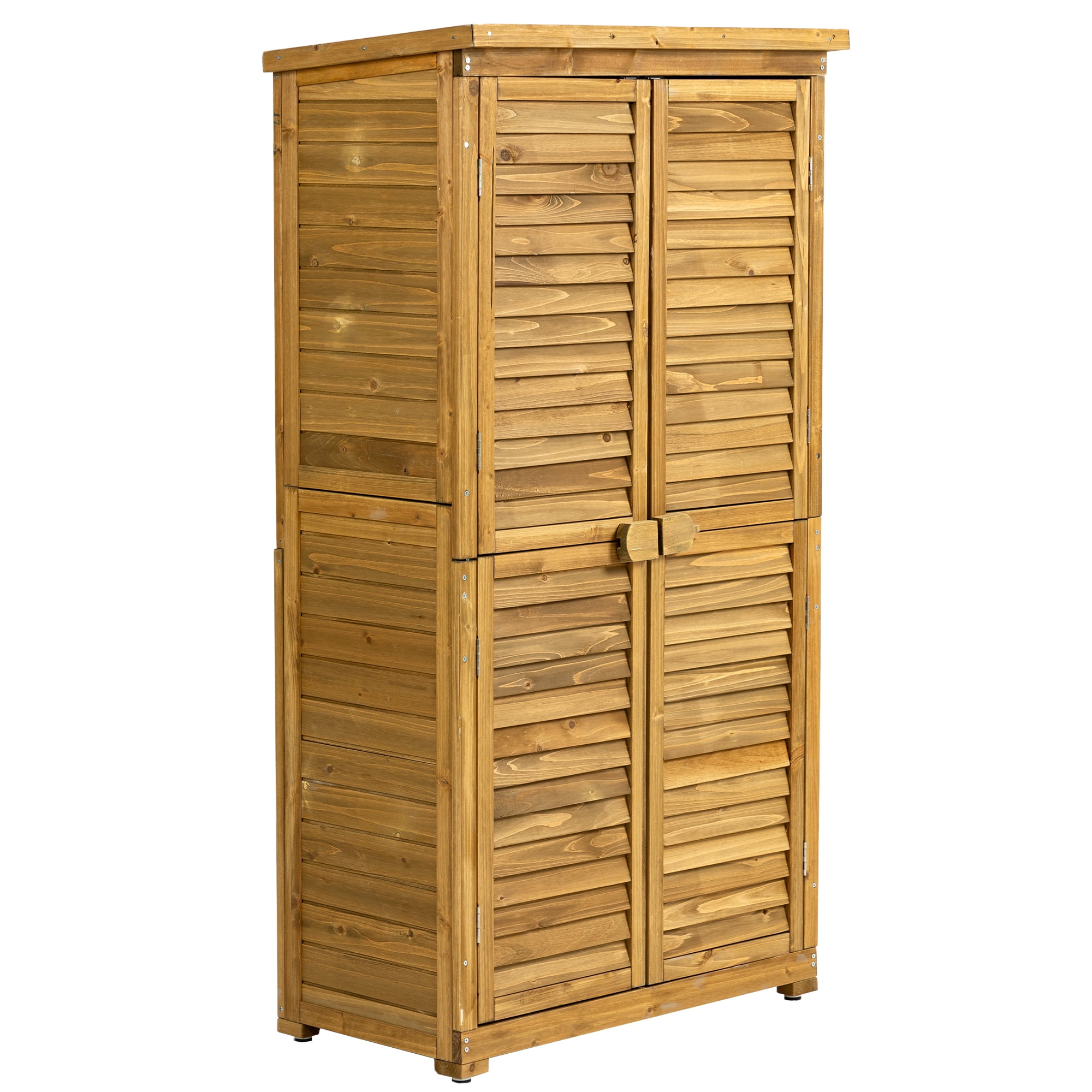 Outdoor Storage Cabinet Wood, Garden Shed Pool Storage Shed with ...