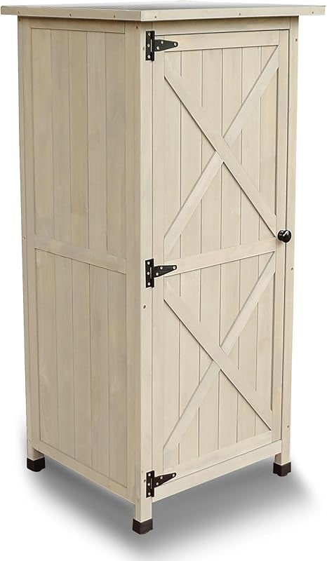 Outdoor Storage Cabinet Wooden Garden Vertical Tool Shed with Sloping ...
