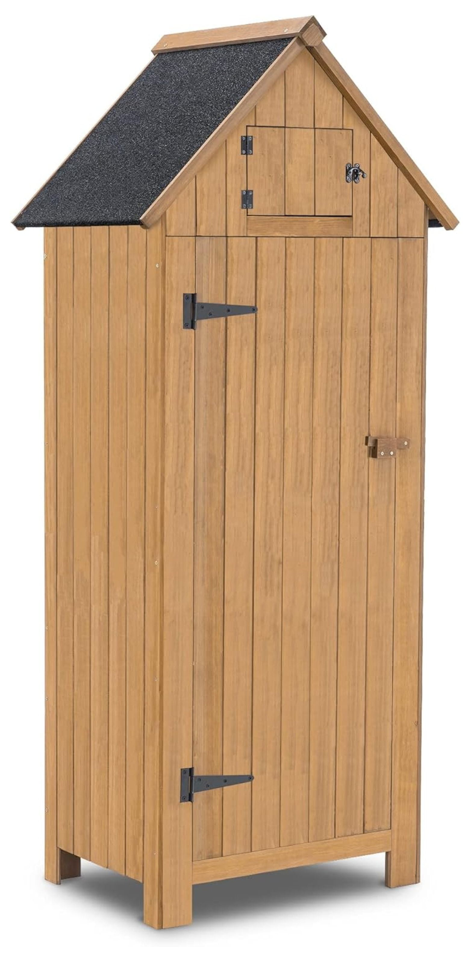 Outdoor Storage Cabinet with Shelves, Wooden Outside Storage Shed with ...