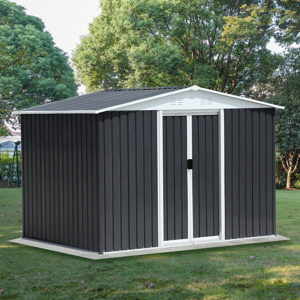 Outdoor Storage Garden Shed 8FTx6FT Apex Roof Grey - Walmart.com