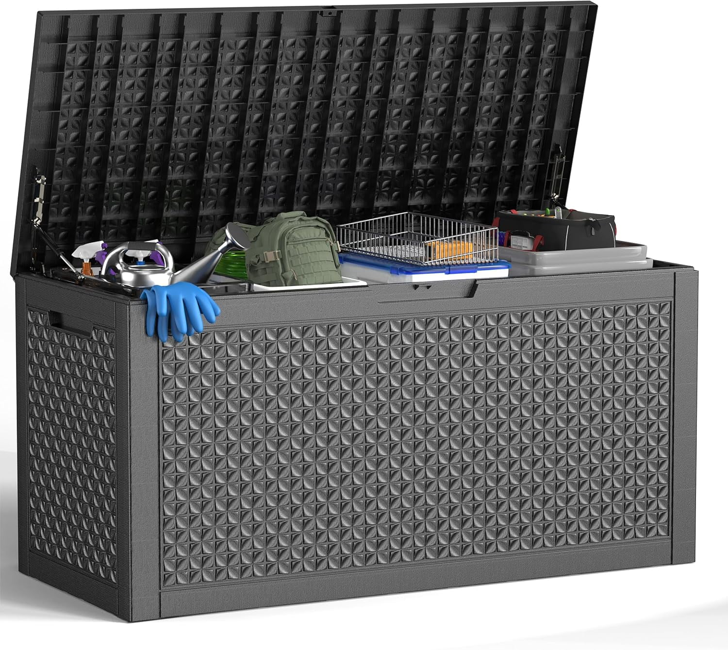 Outdoor Storage Housing Deck Box - Waterproof Patio Furniture, Garden ...