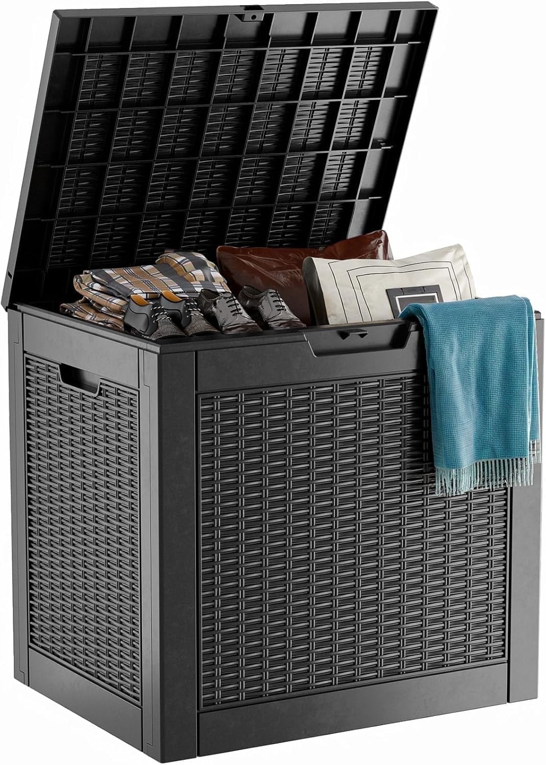 30 Gallon Resin Deck Box, Lockable Patio Outdoor Storage Box for ...