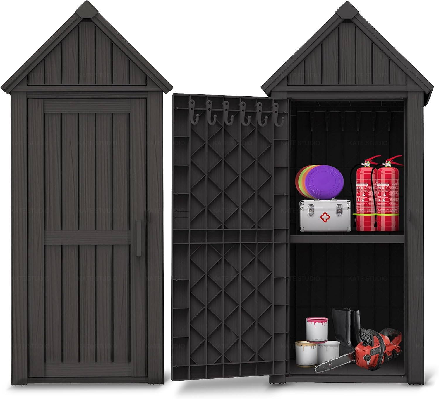 Outdoor Storage Shed,29in Storage Cabinet with Waterproof Asphalt Roof,Resin Garden Shed with ...