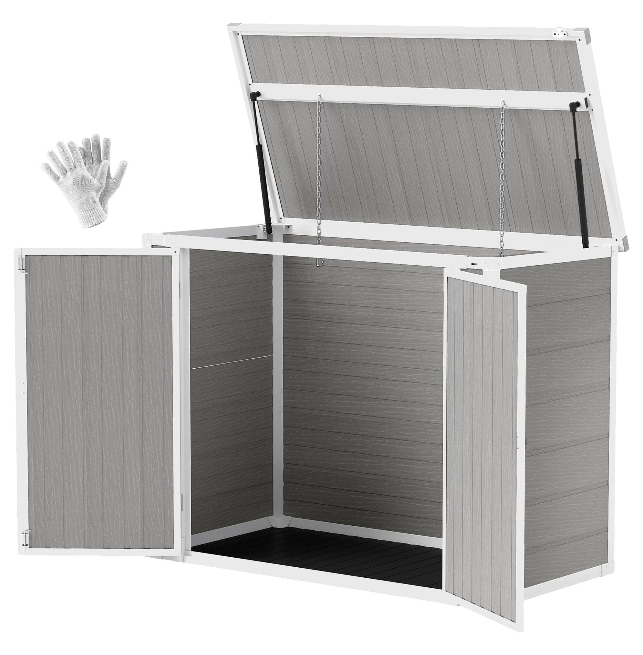 Outdoor Storage Shed - 4.7x2.5FT Lockable Trash Can Shed, Horizontal ...