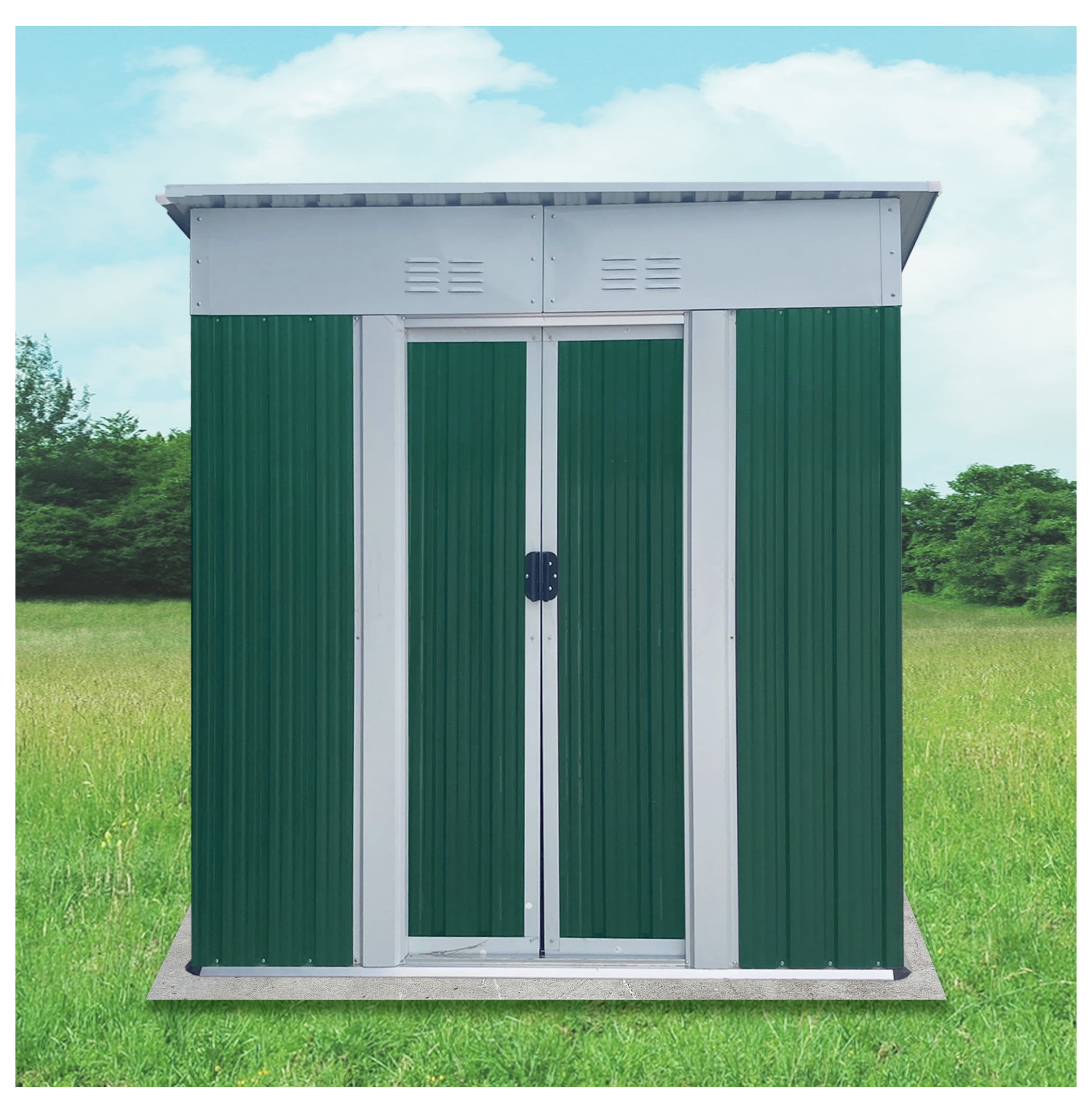 Outdoor Storage Shed 5x3ft Metal Garden Shed - Green Pent Roof ...