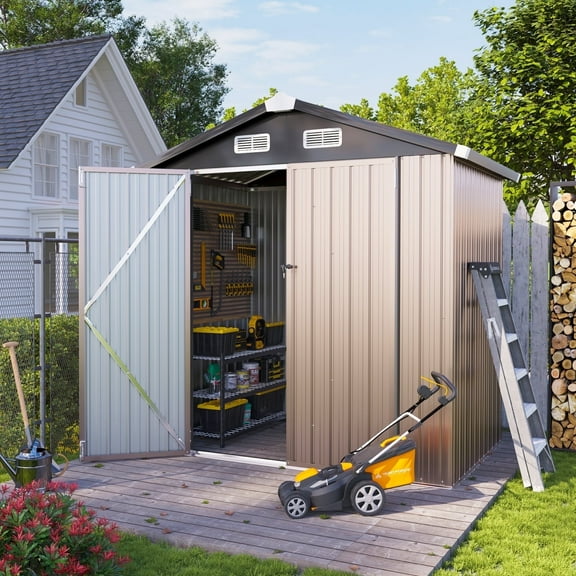 Backyard Storage Shed 11' x 12.5' with Galvanized Steel Frame & Windows ...