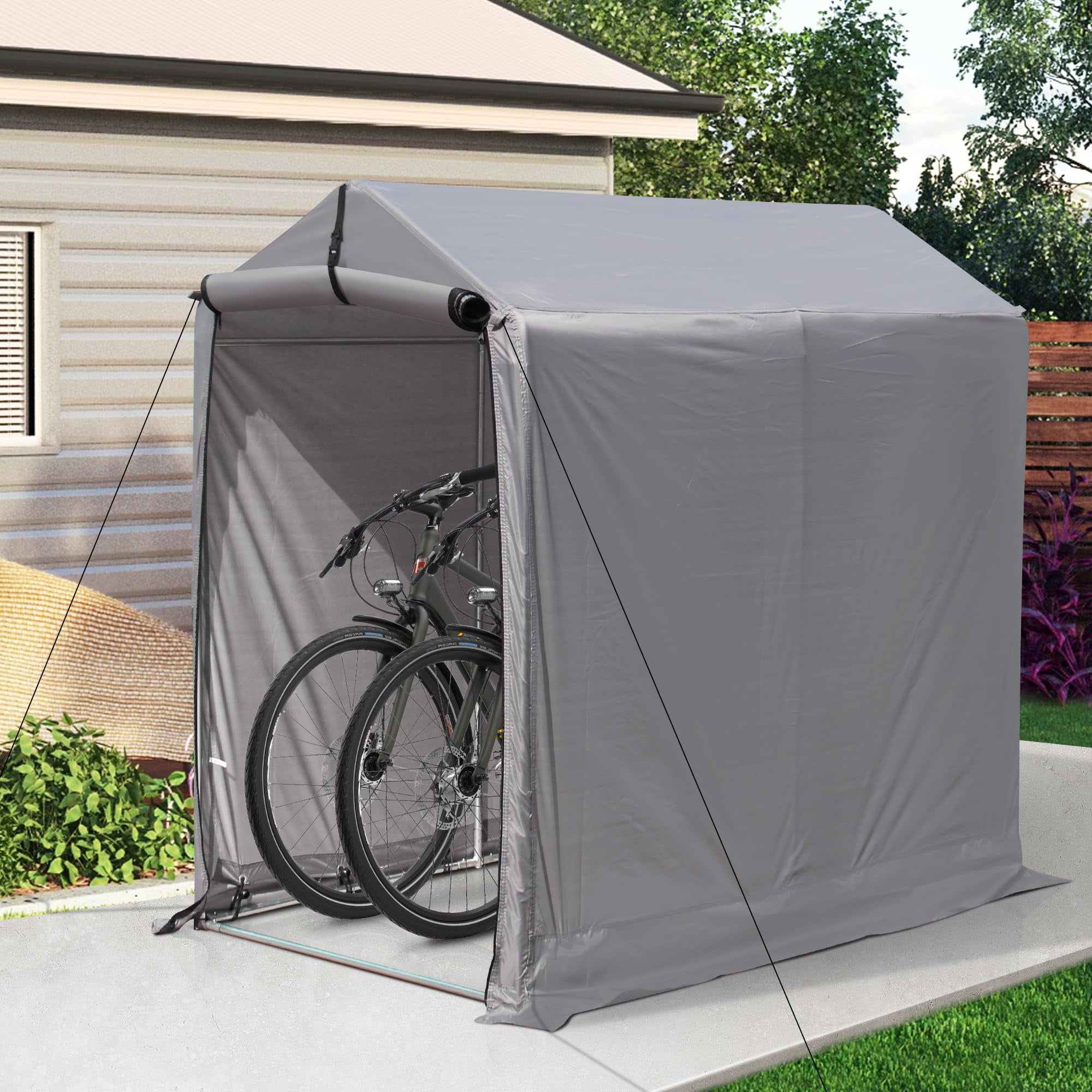 Outdoor Storage Shed 6 x 3Ft Heavy Duty Portable Storage Shelter with Roll-up Zipper Door for ...