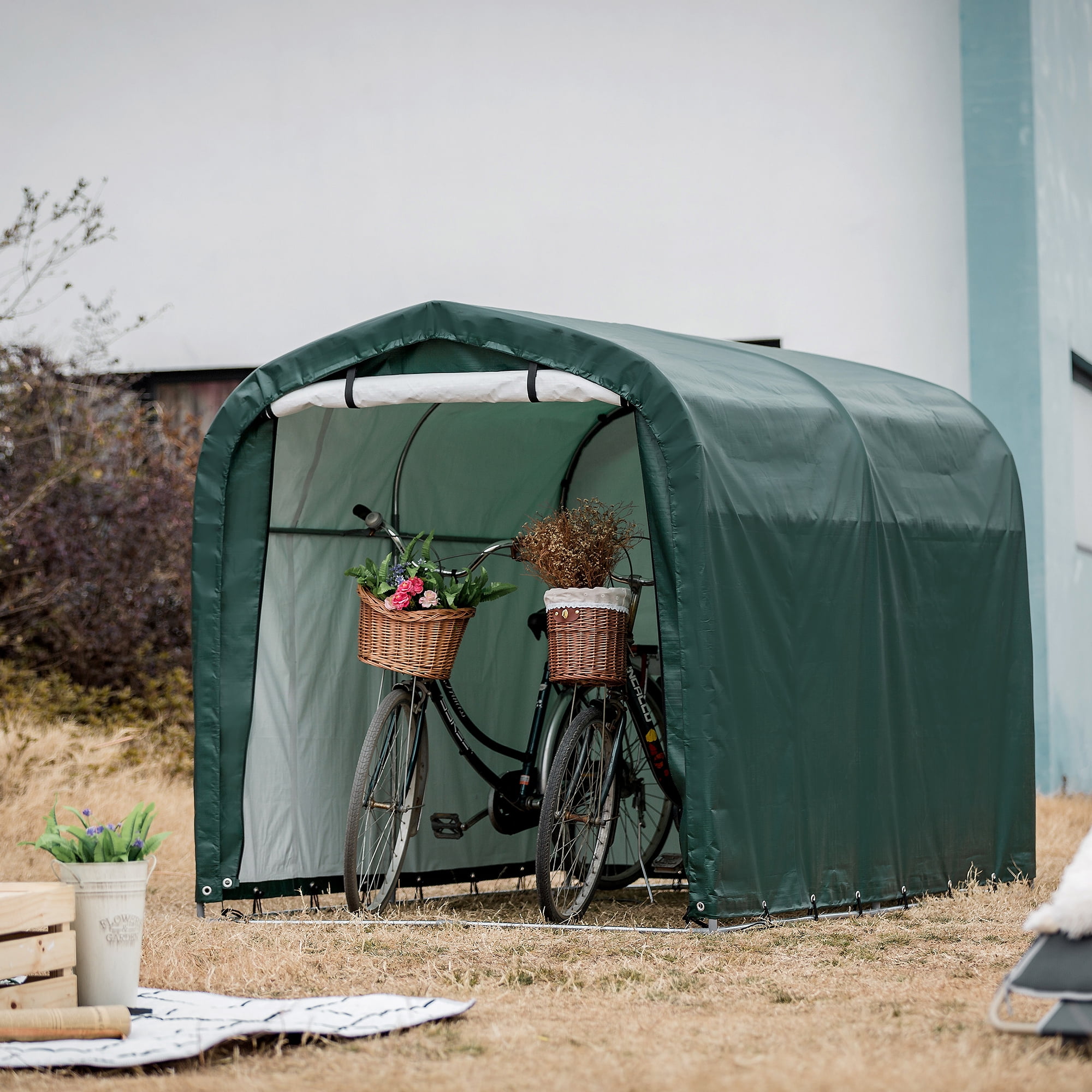 Outdoor Storage Shed 7 x 5Ft Heavy Duty Portable Storage Shelter with ...