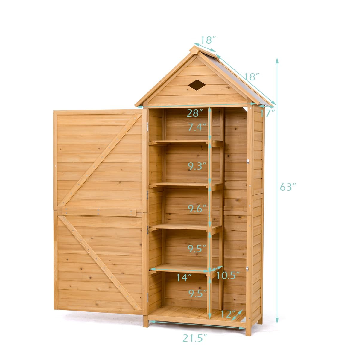 Outdoor Storage Shed,Garden Tool Shed with 4 Shelves & Lockable Door ...