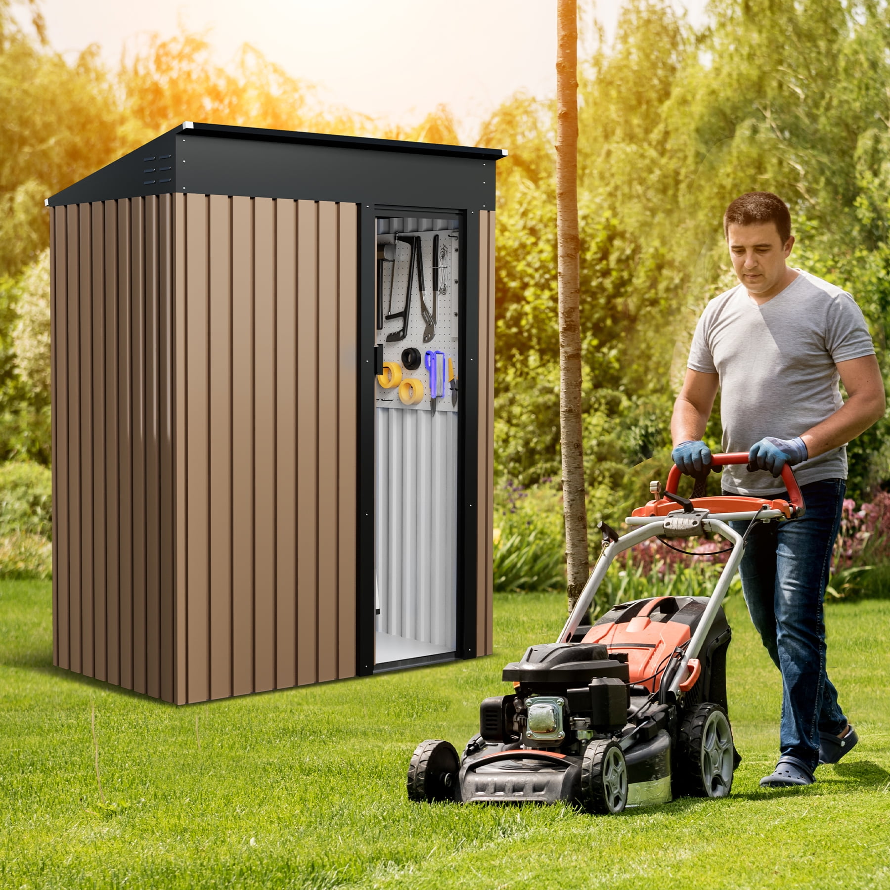 Outdoor Storage Shed, Metal Garden Shed, Metal Storage House with ...