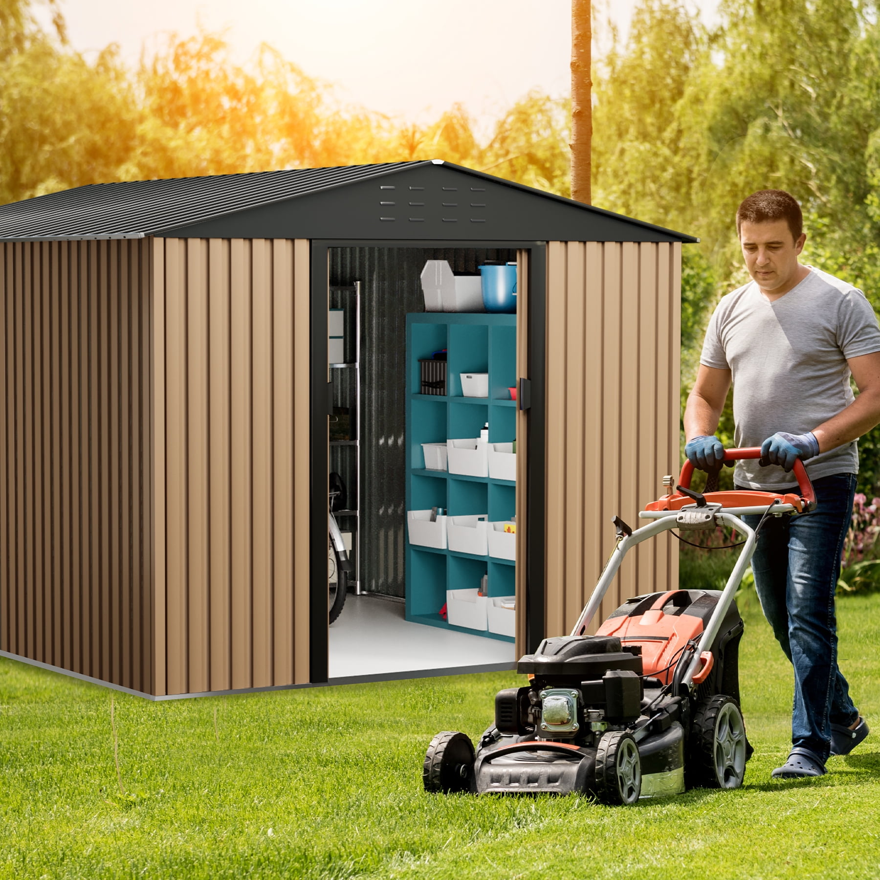 Outdoor Storage Shed, Metal Garden Shed, Metal Storage House with ...