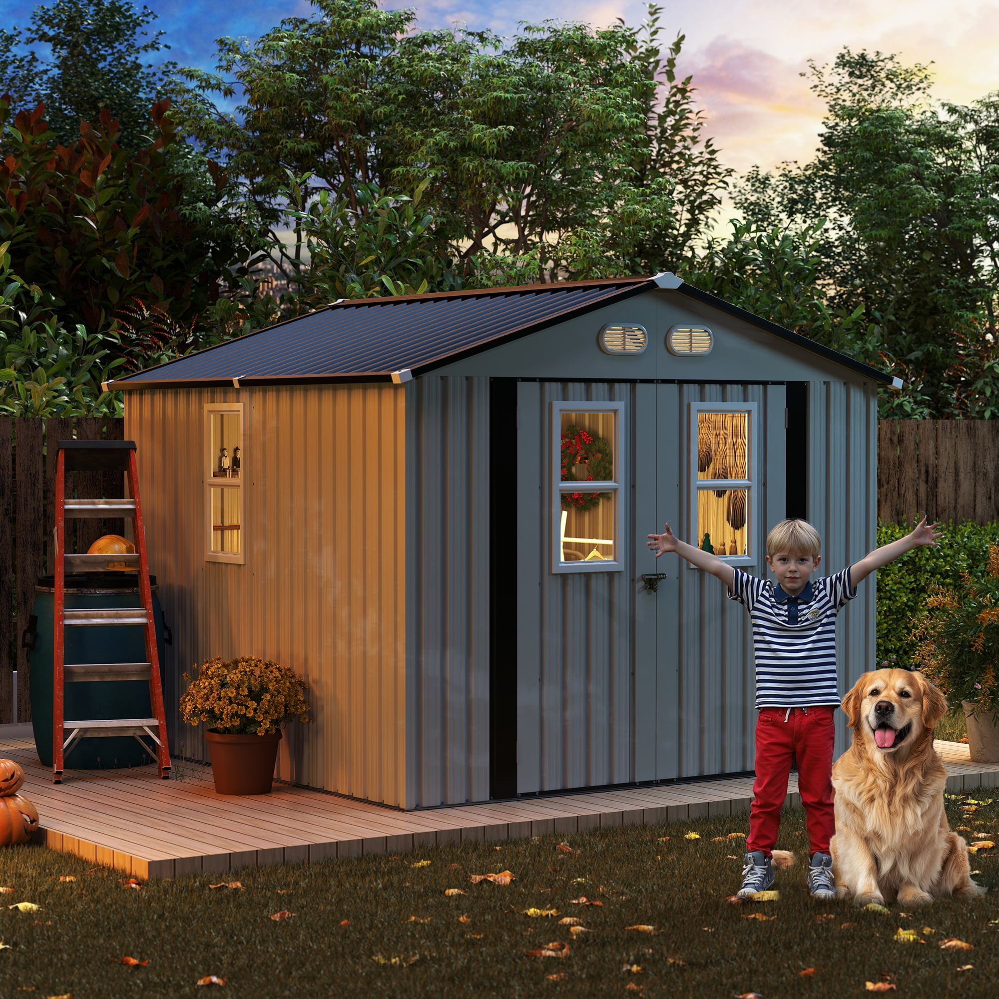 Outdoor Storage Shed Outdoor Storage Shed, 8x8 protective film, four ...