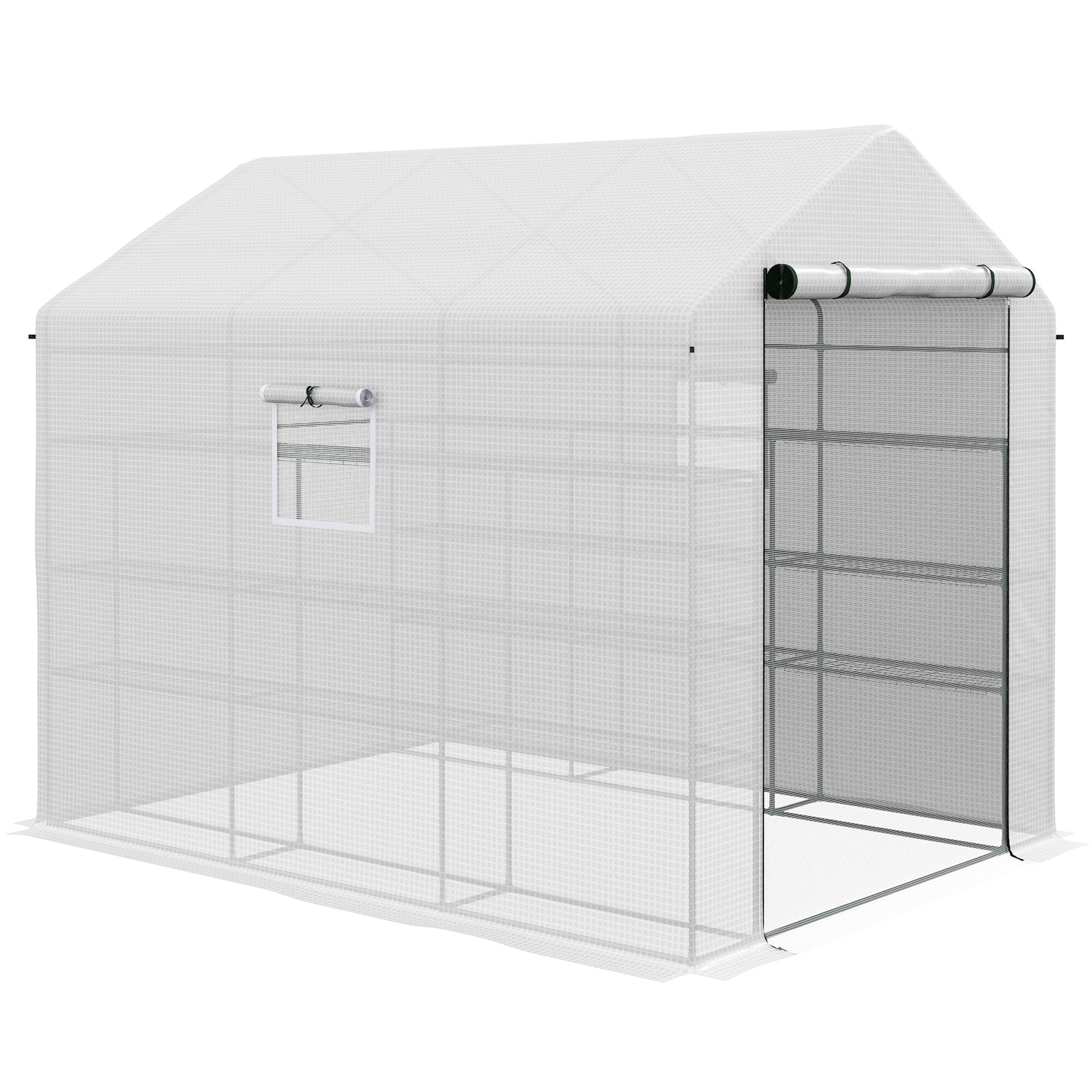 Outdoor Storage Shed Outsunny 8' x 6' x 7' Walk-in Greenhouse with Mesh ...