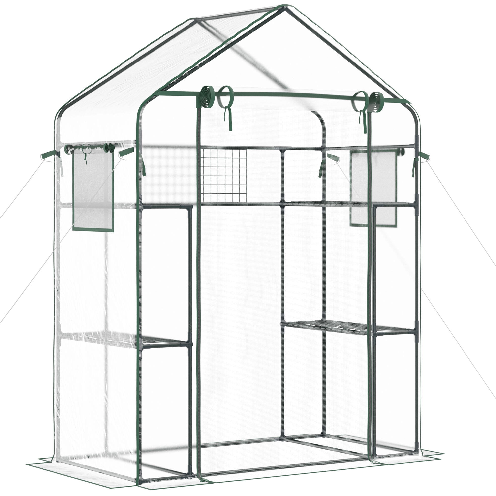 Outdoor Storage Shed Outsunny Outdoor Walk-in Mini Greenhouse with Mesh ...