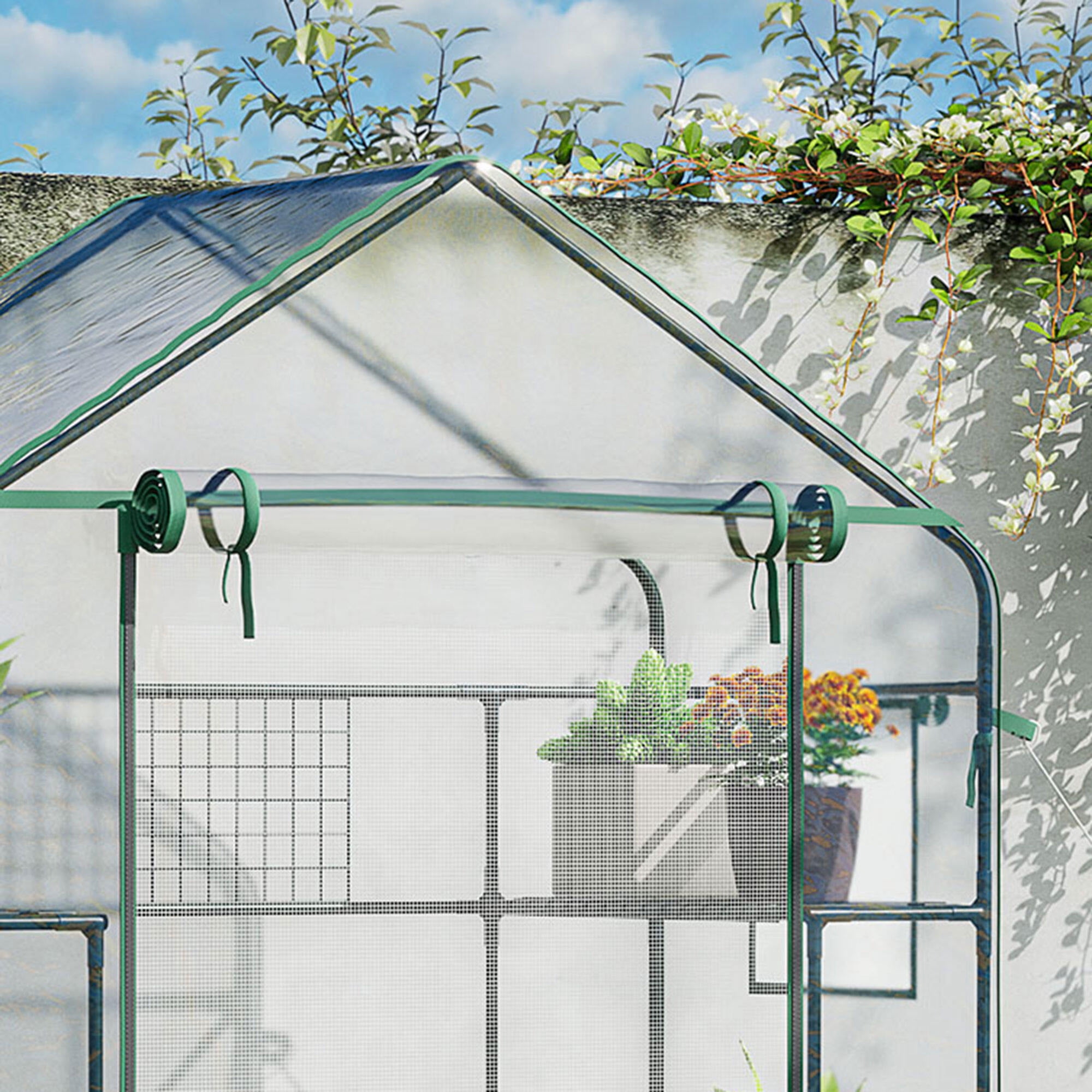 Outdoor Storage Shed Outsunny Outdoor Walk-in Mini Greenhouse with Mesh ...