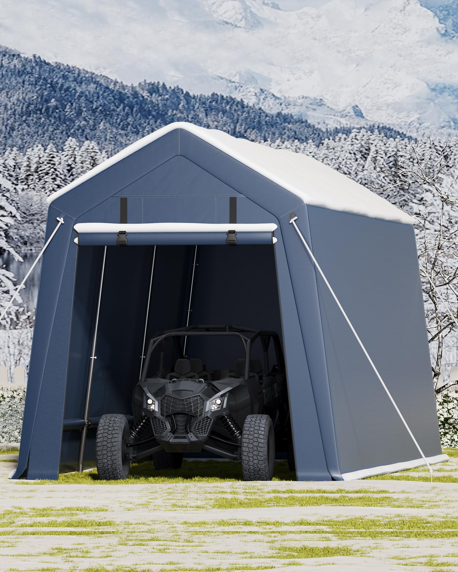 Outdoor Storage Shed, Portable Carport with Roll-up Ventilated Zipper ...