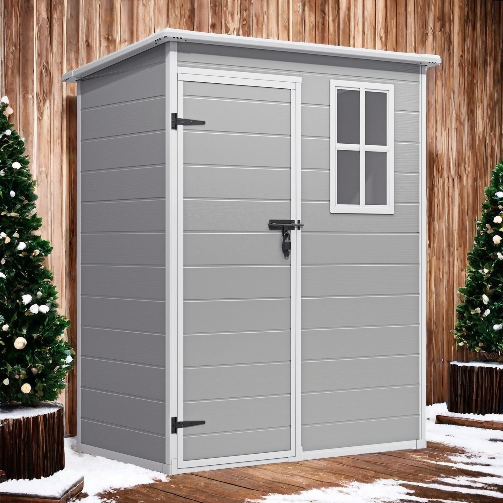 Outdoor Storage Shed with Floor, 5' x 3' Resin Outdoor Shed with window ...