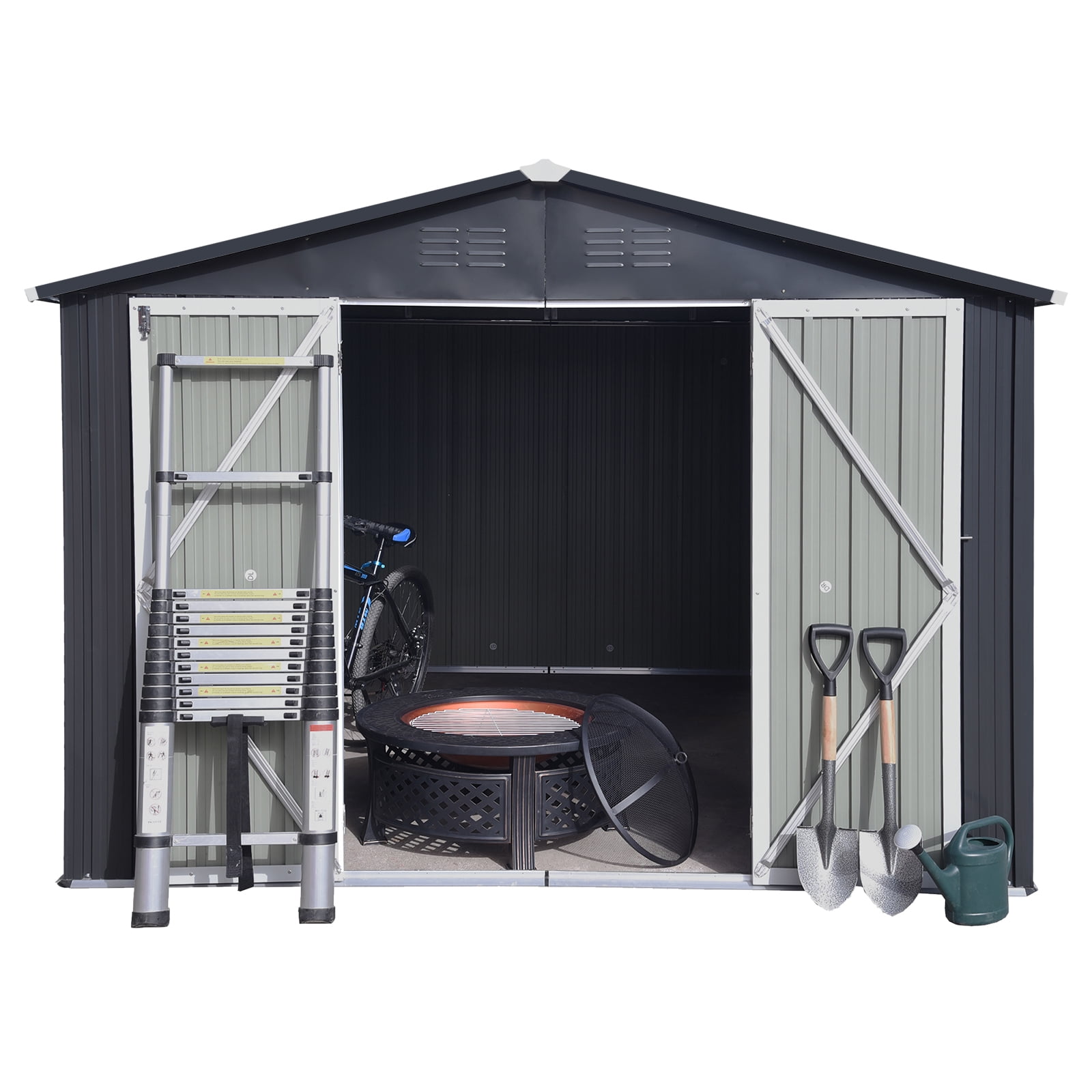 Outdoor Storage Sheds, 10ftx8ft Metal Outside Garden Storage Shed With ...