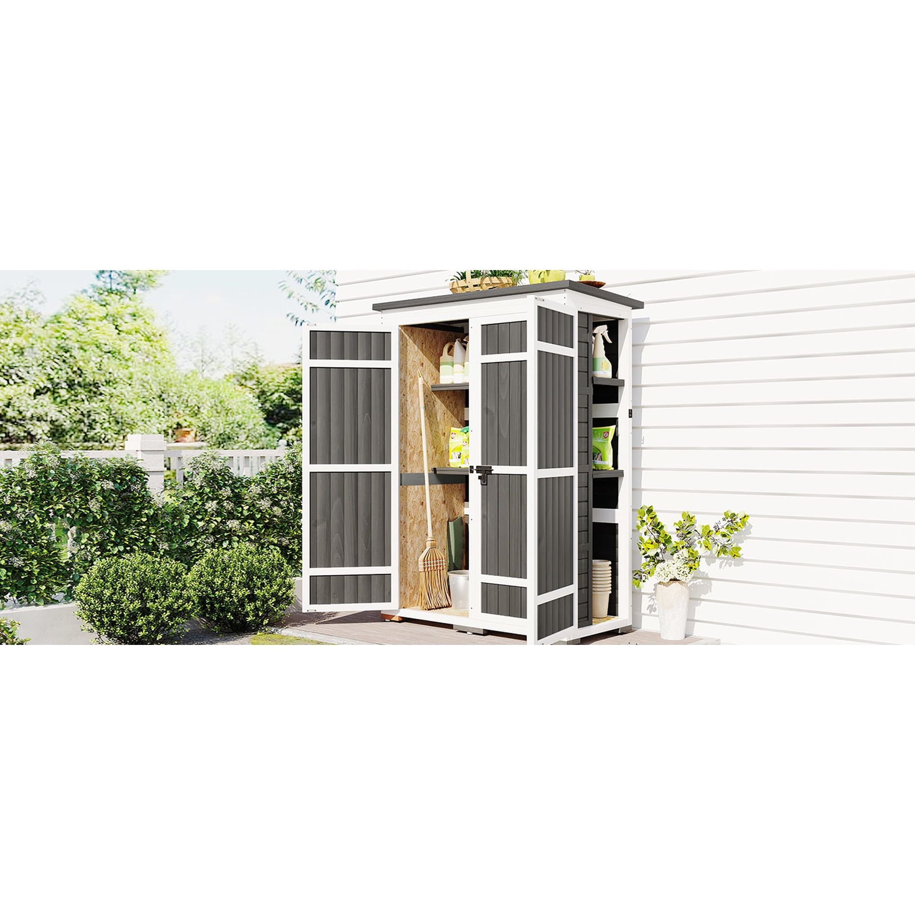 Outdoor Storage Unit - 48.6x25.2x65.7 Inch, Waterproof Asphalt Roof ...